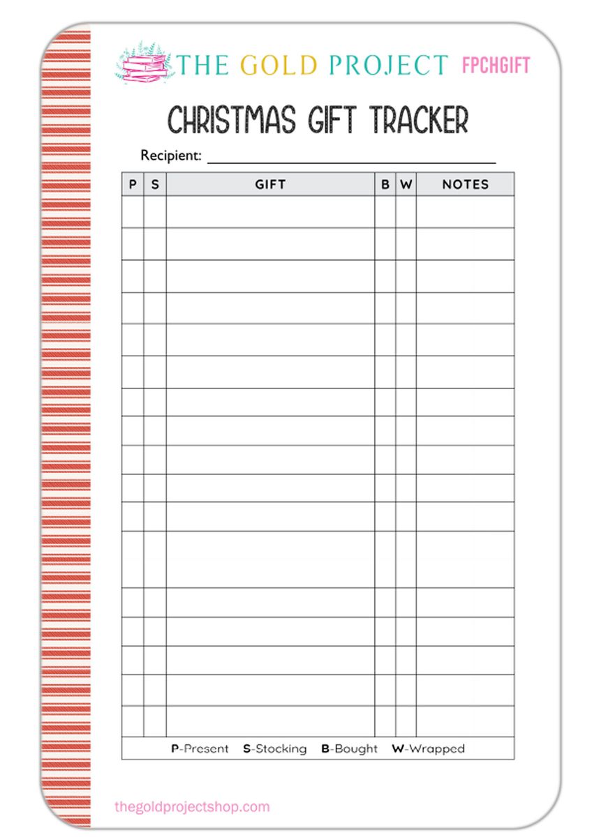 Full Page Christmas Gift Tracker Sticker – The Gold Project